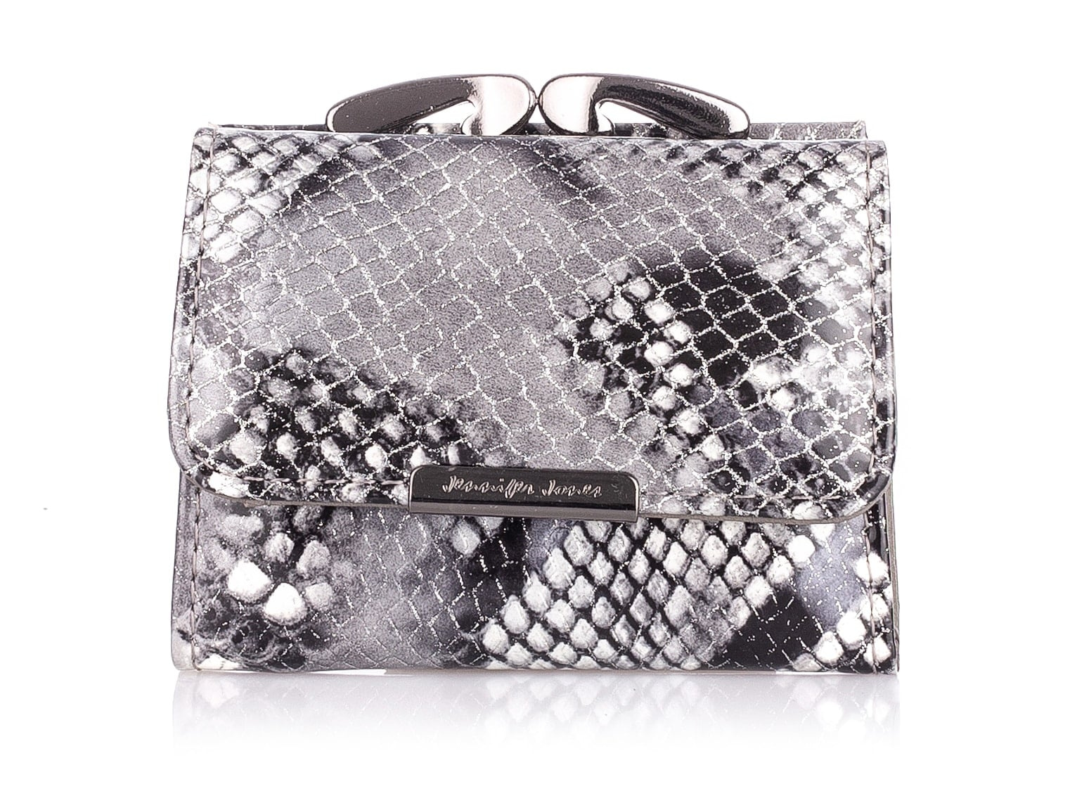 Jennifer Jones Silver small women's lacquered wallet with earworm ...