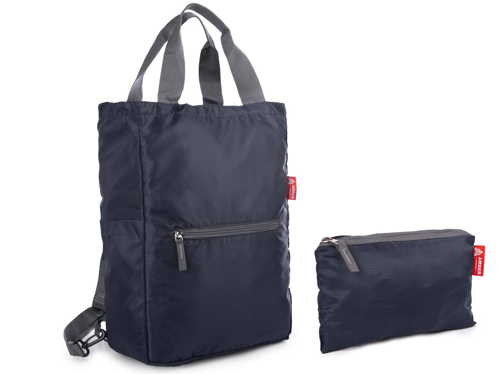 Bag Street Backpack-bag folds into a small pouch navy blue Blue | Woman ...