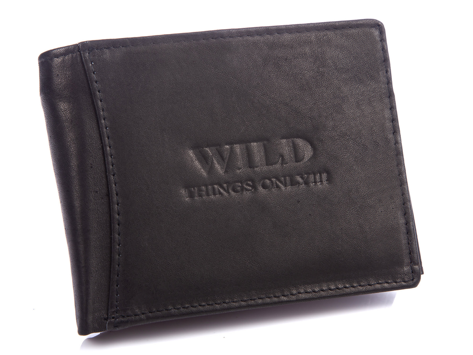 Men's leather wallet horizontal black WILD Things Only Beige || Black ...