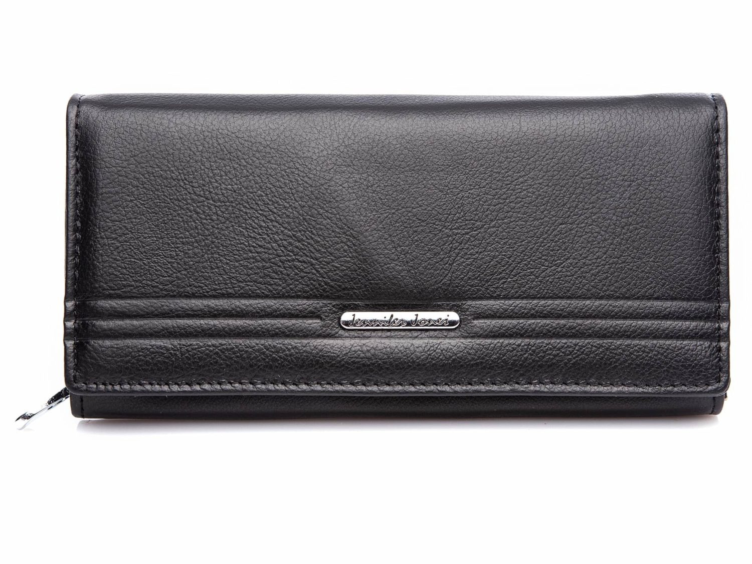 Large horizontal women's soft natural leather wallet black Jennifer ...