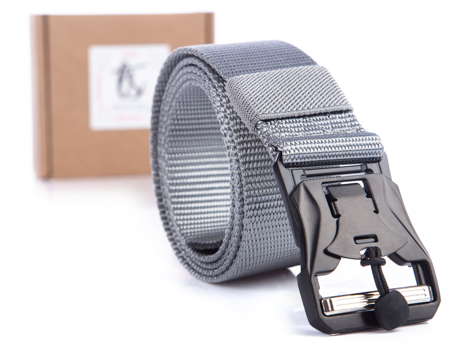 Grey webbing trouser belt with magnetic buckle RANGER Grey ...